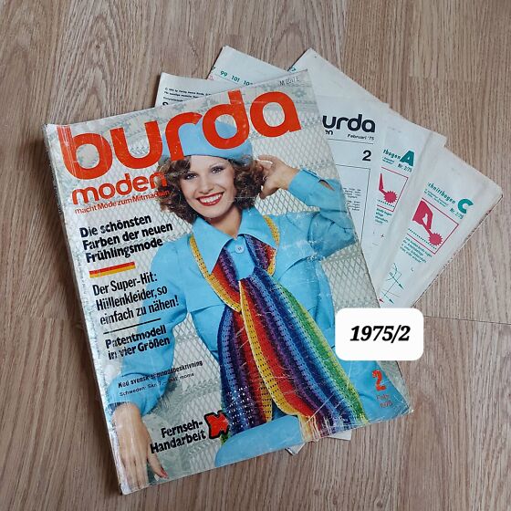 Retro Burda aastast 1975 veebruar. Lõikelehtedega. (192276580) - Osta.ee