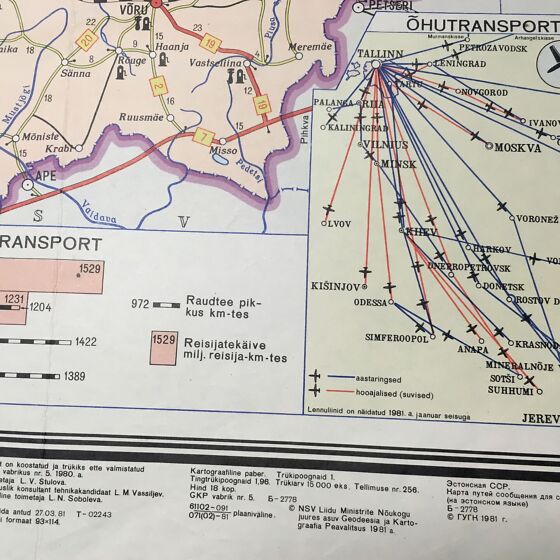 Suur seinakaart, Eesti NSV 1981.a. Liiklusteede kaart... (139956521 ...