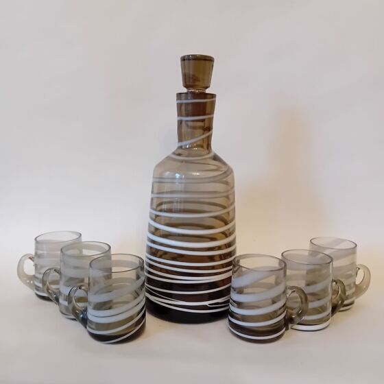 Suitsuklaasist niitdekooriga karahvin + 6 pitsi.Veatud! (202201720 ...