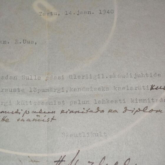 Kiri ja embleemid Nskm Robert UUsile 1940 (198603997) - Osta.ee