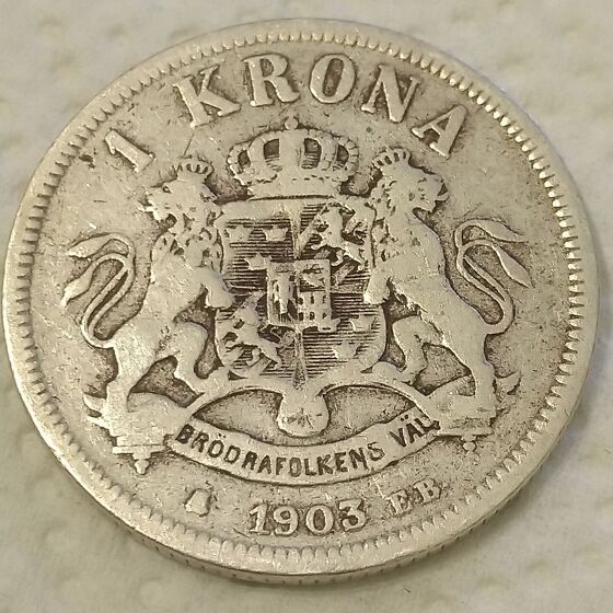 Rootsi 1 Kroon 1903.Hõbe. (205491991) - Osta.ee