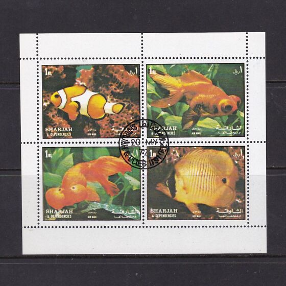 Sharjah, 1972, Troopilised kalad, templiga plokk * (200376421) - Osta.ee