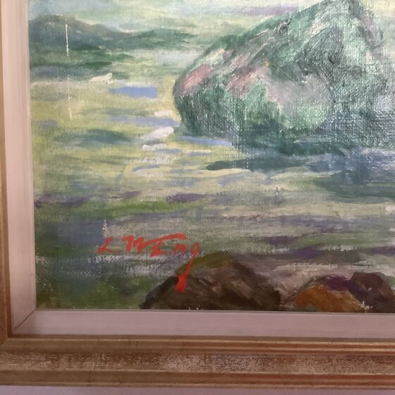 Maastik jõega, õli lõuendil (195357553) - Osta.ee