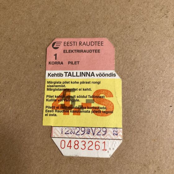 EESTI RAUDTEE ELEKTRIRAUDTEE 1 KORRA PILET (200687900) - Osta.ee