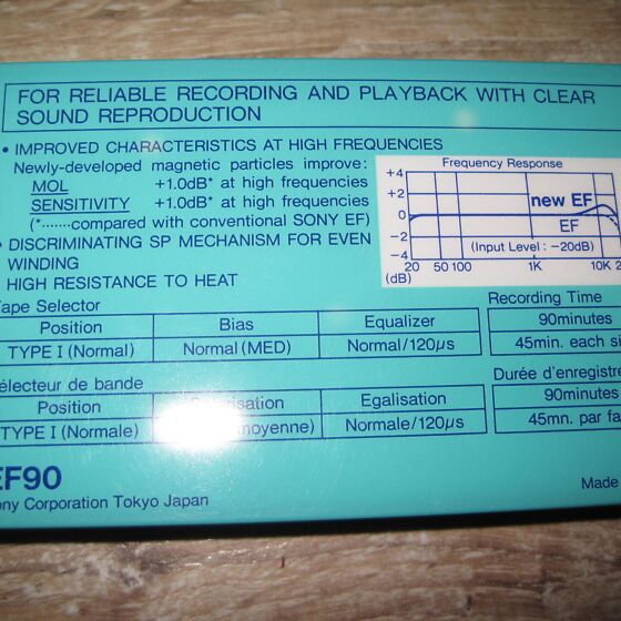 SONY EF90, uus kiles kassett ! (221768552) - Osta.ee