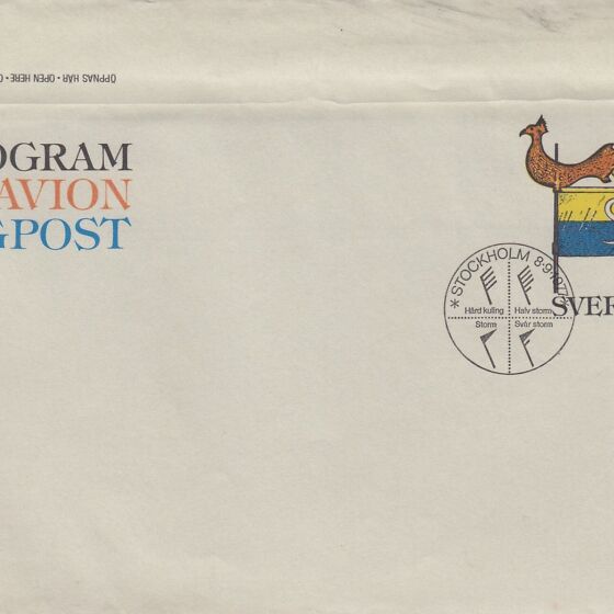 Rootsi aerogramm 1977 lipp tuulelipp kukk (202331508) - Osta.ee