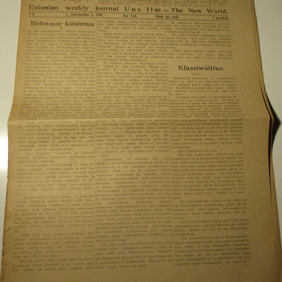 HARULDANE AJALEHT UUS ILM 1909 USA EESTI SOTSID 9-14 (199817004) - Osta.ee