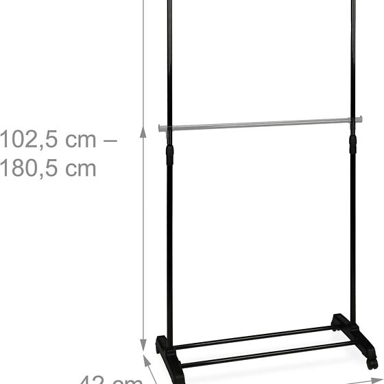 Ratastega riidehoidik - nagi - MUST - Relaxdays (201027991) - Osta.ee