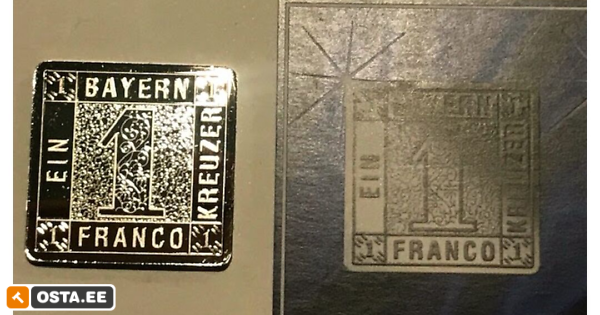 KINGIIDEE !! Hõbe 999/1000, Baieri postmark "Must üks" 1849 (203711758 ...