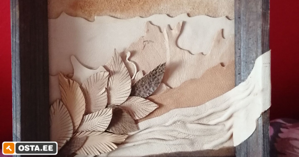 Kena seinapilt. Ehtne nahk. Puidust raam. (204226629) - Osta.ee