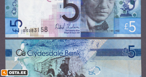 ŠOTIMAA SOTIMAA SCOTLAND 5 pounds 2009 Clydesdale Bank UNC (223718097 ...