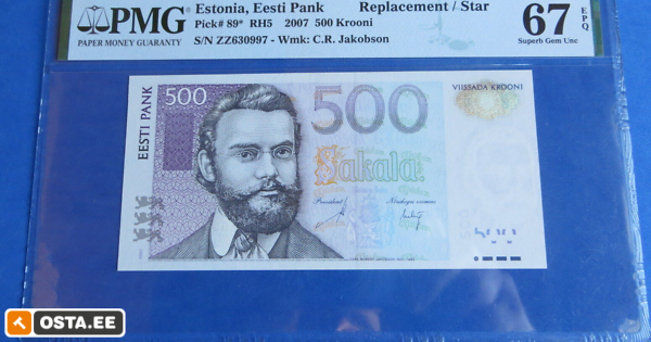 500 Krooni ZZ ,2007a. PMG 67 Top-Pop (215901578) - Osta.ee