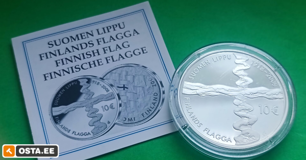 Soome hõbemünt Soome lipp proof 10 euro 2008 (203611536) - Osta.ee