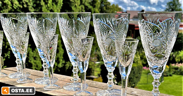 5 imeilusat säravat kristallpokaali +5 kõrget pitsi. Saksa (201852199 ...