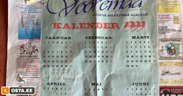 Kalender Vooremaa 1999 (219540773) - Osta.ee