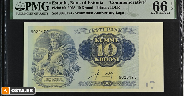10 krooni 2008 PMG 66 EPQ (210118268) - Osta.ee