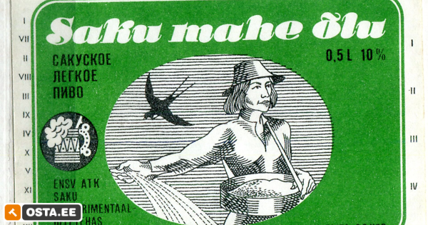 ETI_374 ENSV 1984 Saku mahe õlu alkohol tume roheline silt (203225127 ...