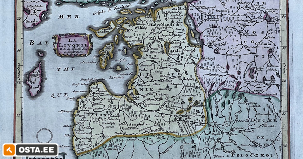 1702. a Eesti maakaart Haruldane originaal, vaegravüür (181027587 ...