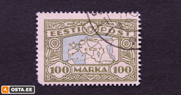Eesti postmark 1923, Eesti kaart, 100m, templiga (211516320) - Osta.ee