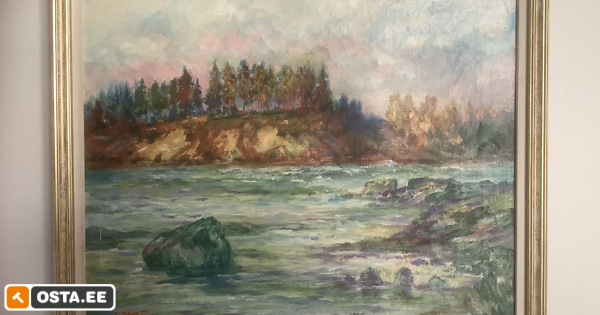 Maastik jõega, õli lõuendil (211323071) - Osta.ee