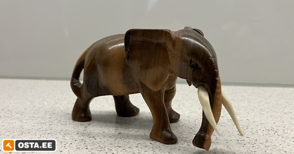 Ilus ja terve elevant, luust ja puidust nikerdatud kuju (201182905 ...