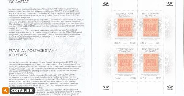 Eesti 2018 - postmak 100 plokk vihik ** (200132833) - Osta.ee