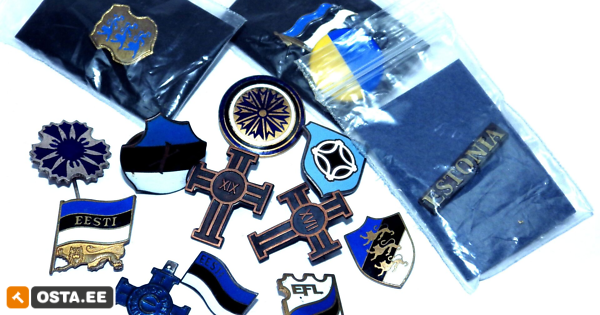 ENSV / EV aegne sini-must-valge sümboolikaga rinnamärgid (232288979 ...