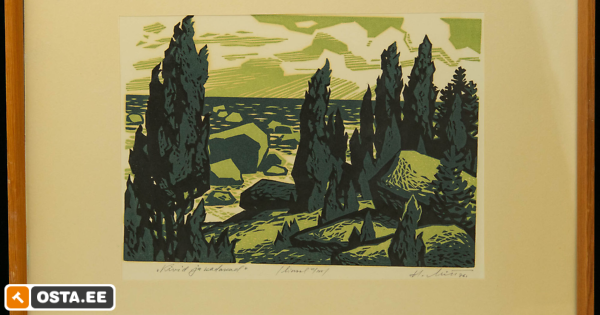 Hugo Mitt Kivid ja kadakad, linoollõige, 1976 (201845557) - Osta.ee