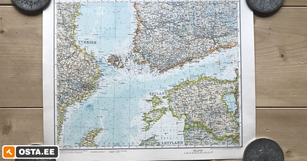 1921 aasta Põhjamaade kaart, Soome, Eesti, Ahvenamaa, Rootsi (174678824 ...