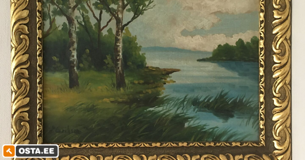 Vana signeeritud loodusmaal koos raamiga (196783395) - Osta.ee