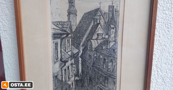 Eesti graafika Hugo Mitt " Pikk Tänav " Ofort 1963 a. KFK (202040273 ...