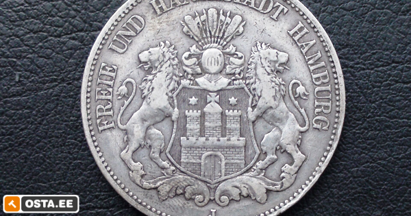 13198 Saksamaa-Hamburg 5 marka 1876J, hõbe (201260167) - Osta.ee