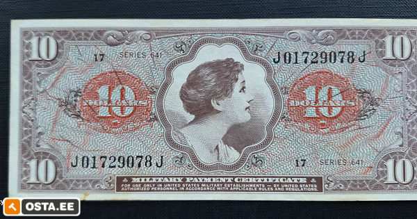 USA MILITAARRAHA 10 DOLLARIT 1965 ! (225554267) - Osta.ee