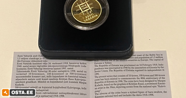 500 Krooni (Eesti Vabariik 80) Eesti kuld meenemünt (226145141) - Osta.ee