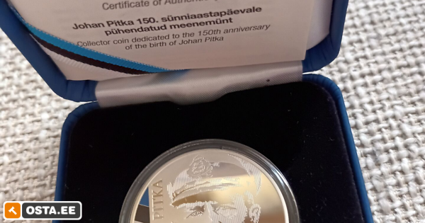 Johan Pitka 150 pühendatud hõbemünt. (200801534) - Osta.ee