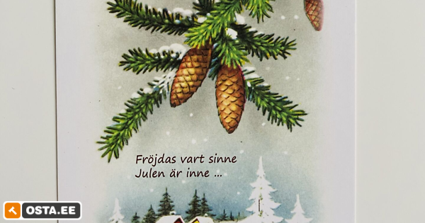 Välismaa uusaastakaart kasutatud kärb kuuseoks lind lumi (225472113 ...