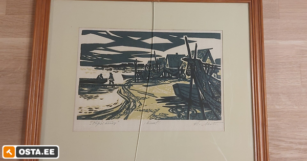 Hugo Mitt "Peipsi ääres" (linool) (226871073) - Osta.ee