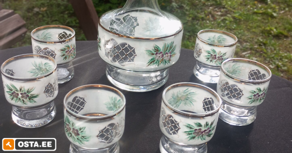 Väga kaunite maalingutega karahvin ja 6 pitsi (222883554) - Osta.ee