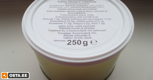 Tume täistera rukkileib, 250g (167392521) - Osta.ee