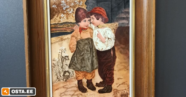 SOODNE Keraamiline seinapilt. Puidust raam. Signeeritud. (193565420 ...