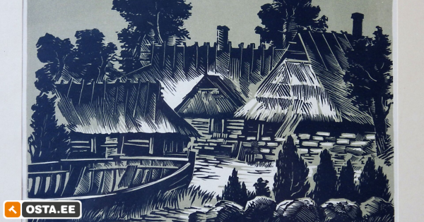 Esko Lepp "TALU ÕU" 1972 raamitud klaasitud GRAAFIKA (229785649) - Osta.ee