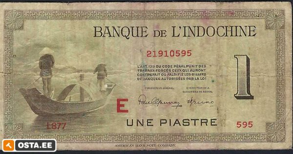 indochina 1 piastre 1945 (199458118) - Osta.ee