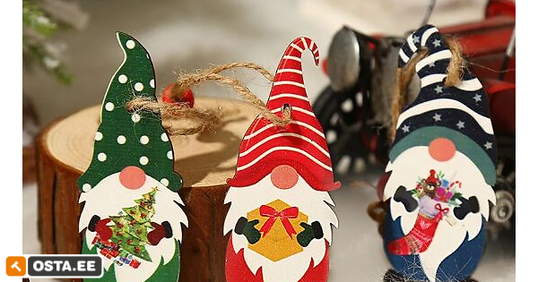 MEGA! 6 tk. Puidust jõuluripatsid, rippuvad jõuluehted, UUS! (198161826 ...